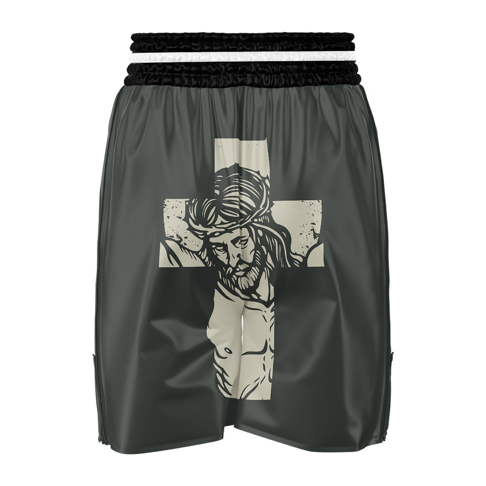 Jesus Christ Crucifixion Print Boxing Shorts