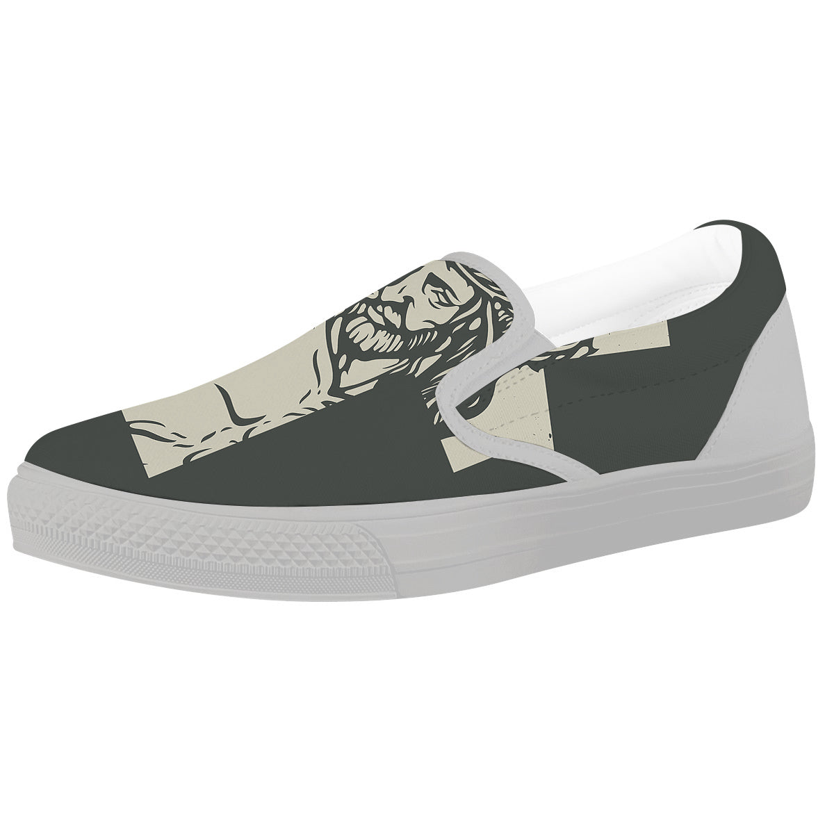 Jesus Christ Crucifixion Print White Slip On Shoes – Grizzshopping