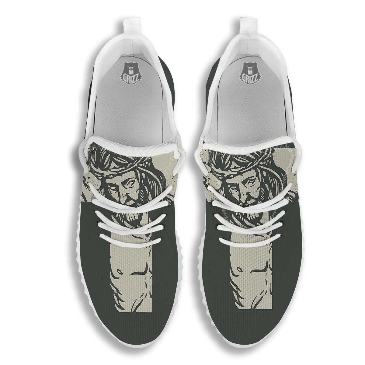 Jesus Christ Crucifixion Print White Walking Shoes – Grizzshopping