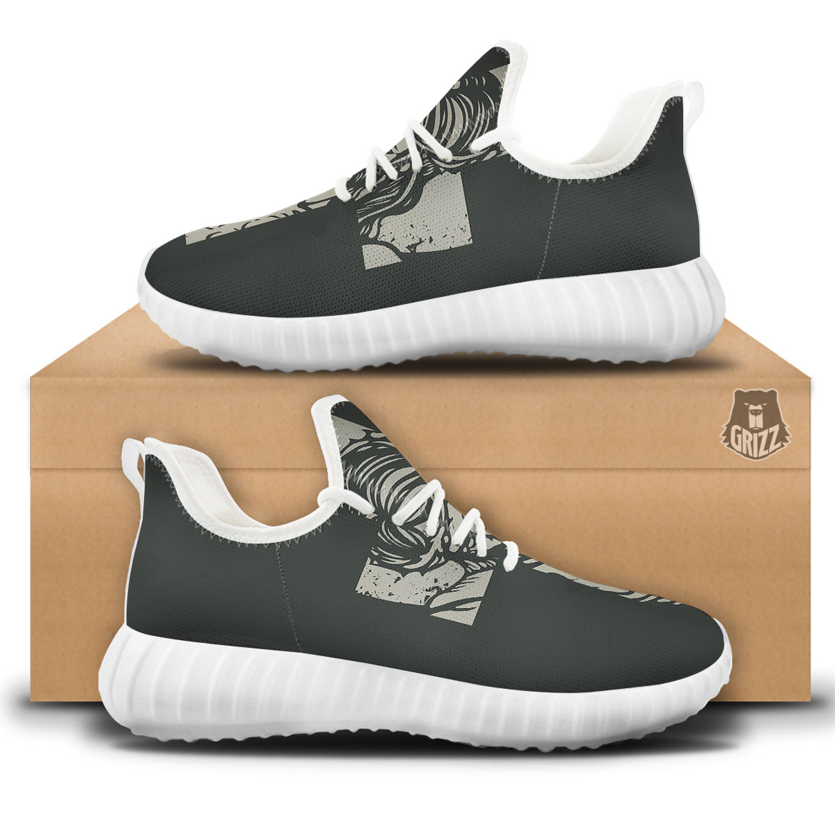 Jesus Christ Crucifixion Print White Walking Shoes