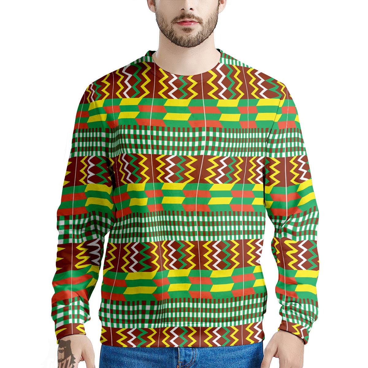 Kente Tribal West African Print Pattern Men's Sweatshirt