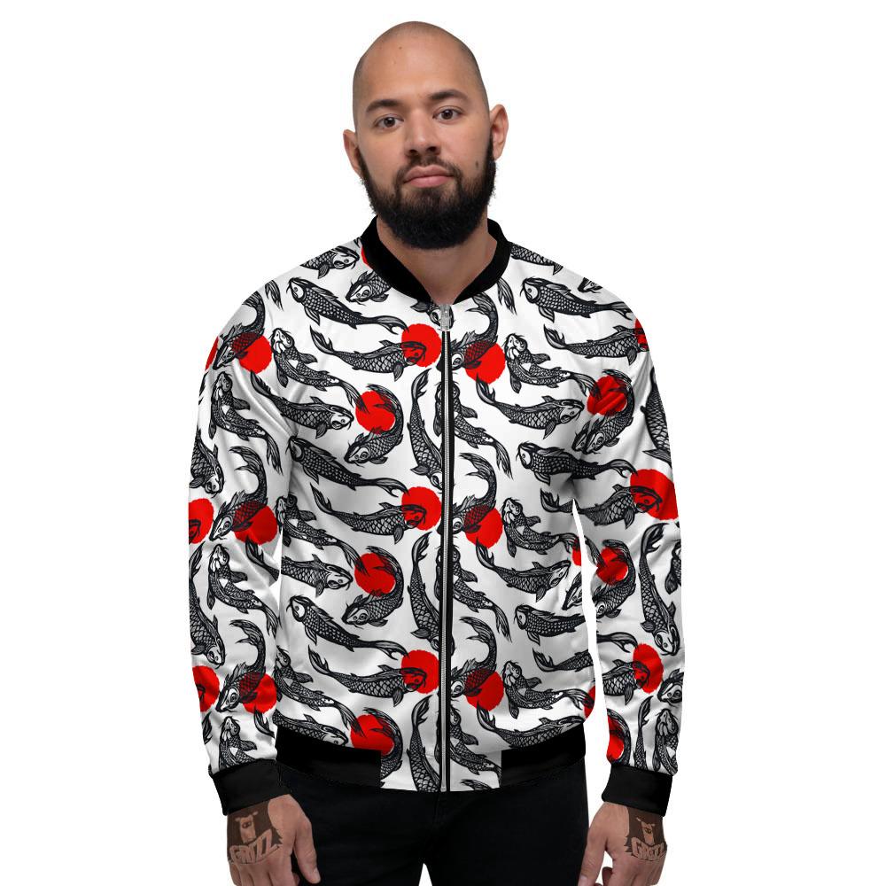 Koi Fish Carp Japanese Print Pattern Men's Bomber Jacket