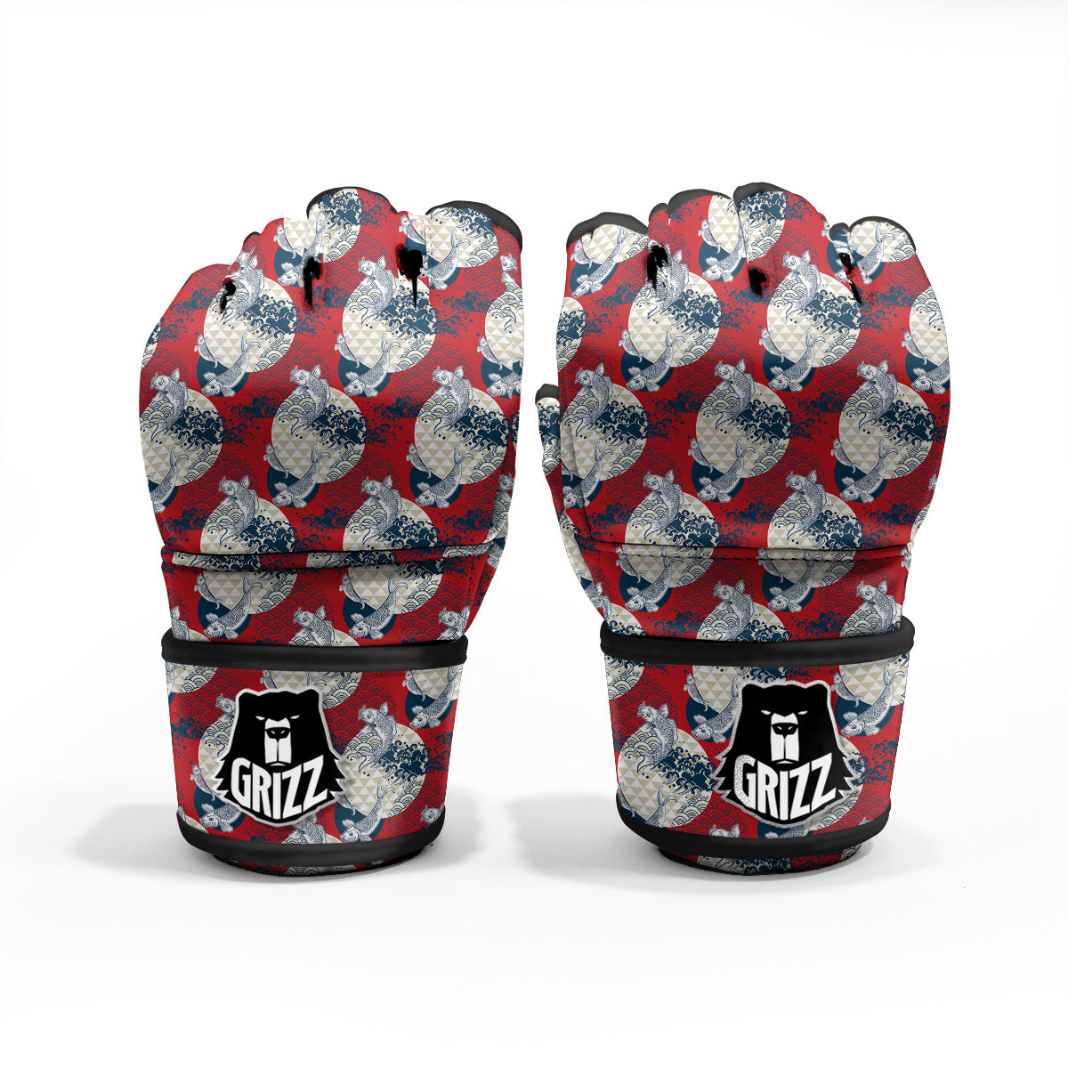 Koi Fish Japanese Wave Print Pattern MMA Gloves – Grizzshopping