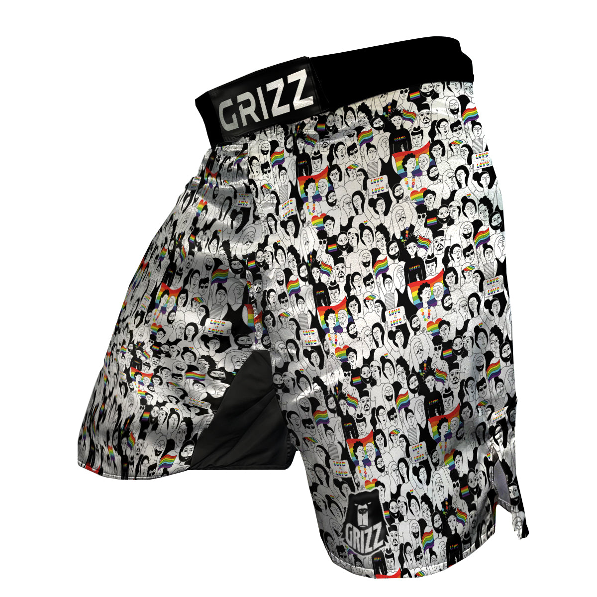 LGBT Doodle Pride Parade Print Pattern MMA Shorts