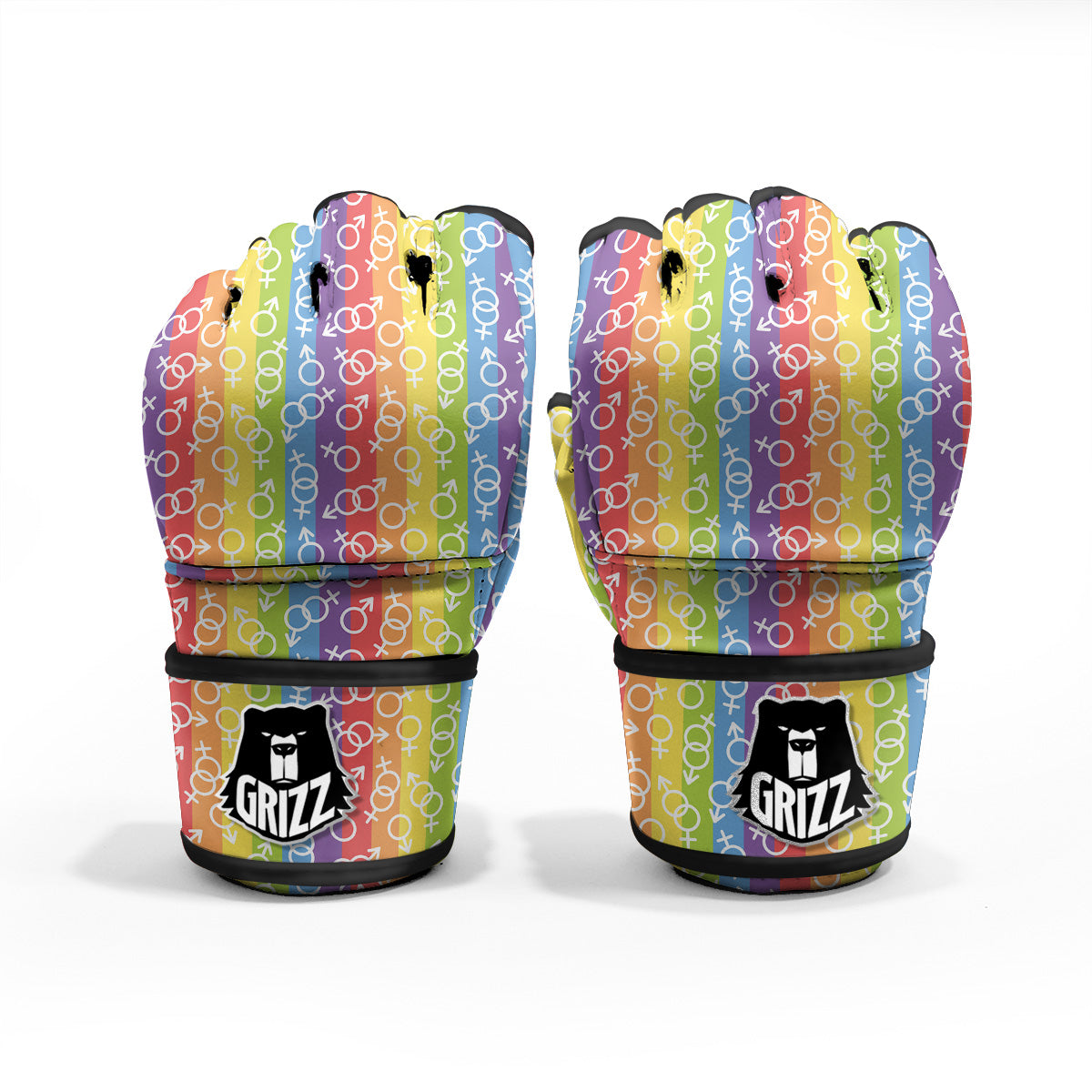LGBT Symbols Rainbow Print Pattern MMA Gloves