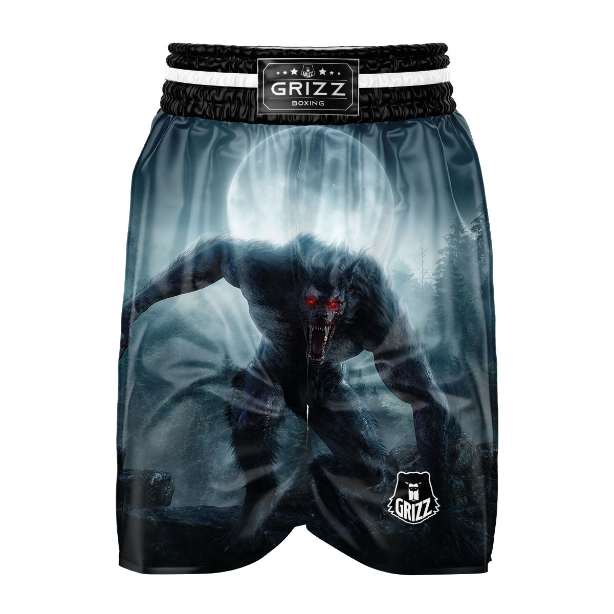 Lycan werewolf And Full Moon Print Boxing Shorts