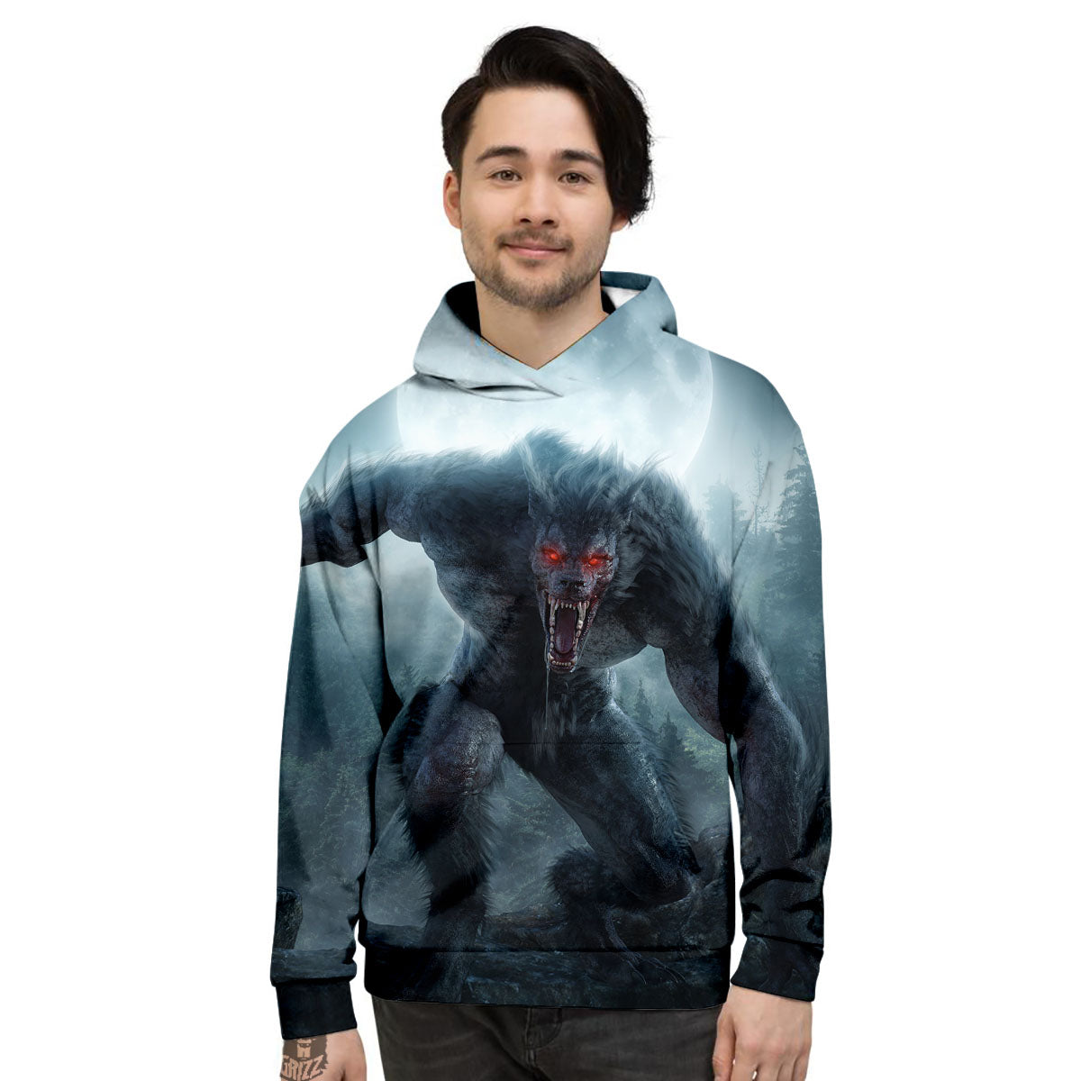 Lycan werewolf And Full Moon Print Men's Hoodie