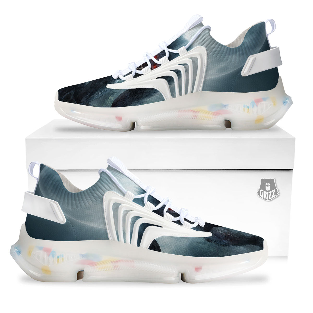 Lycan werewolf And Full Moon Print White Gym Shoes