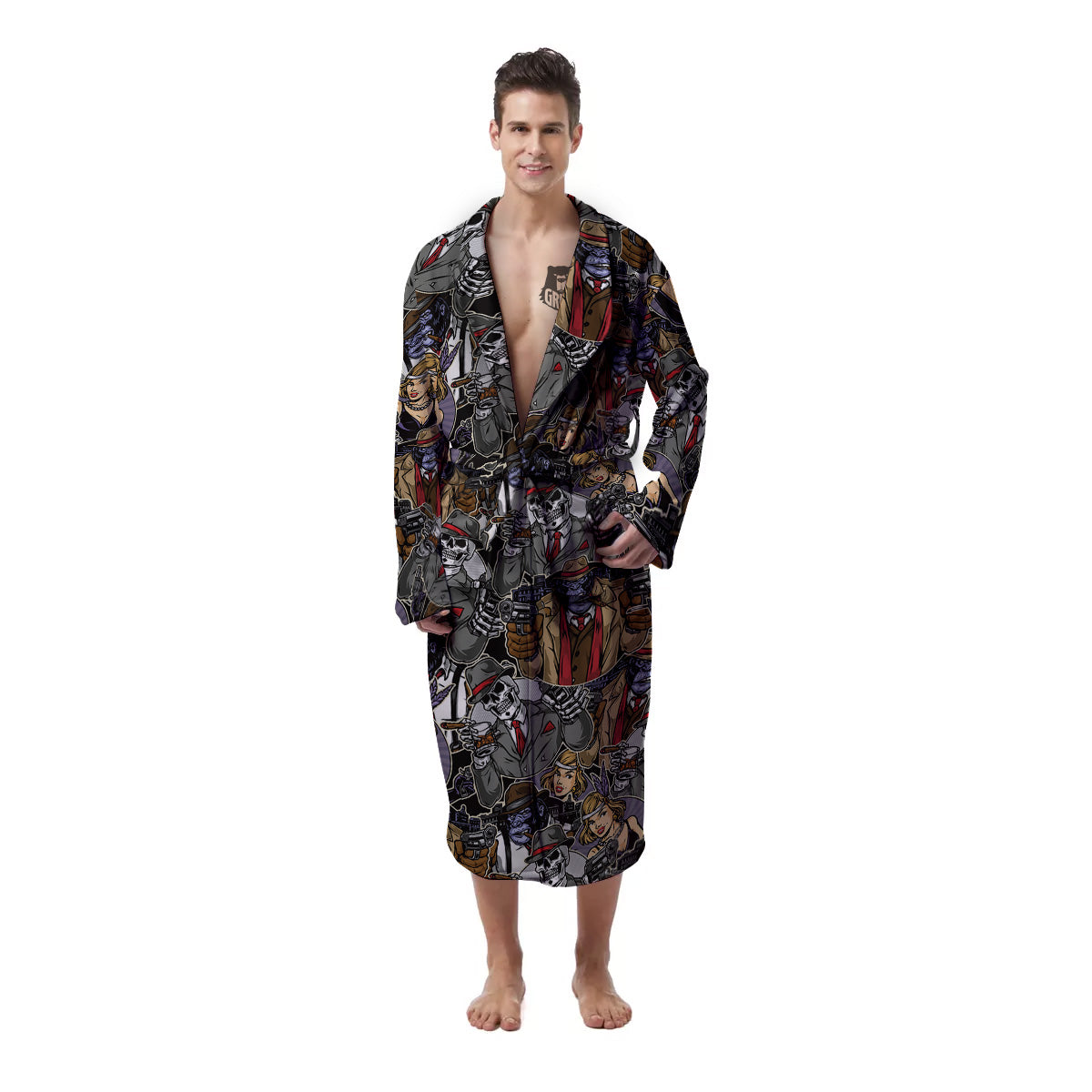 Mafia And Gangsters Print Pattern Men's Robe