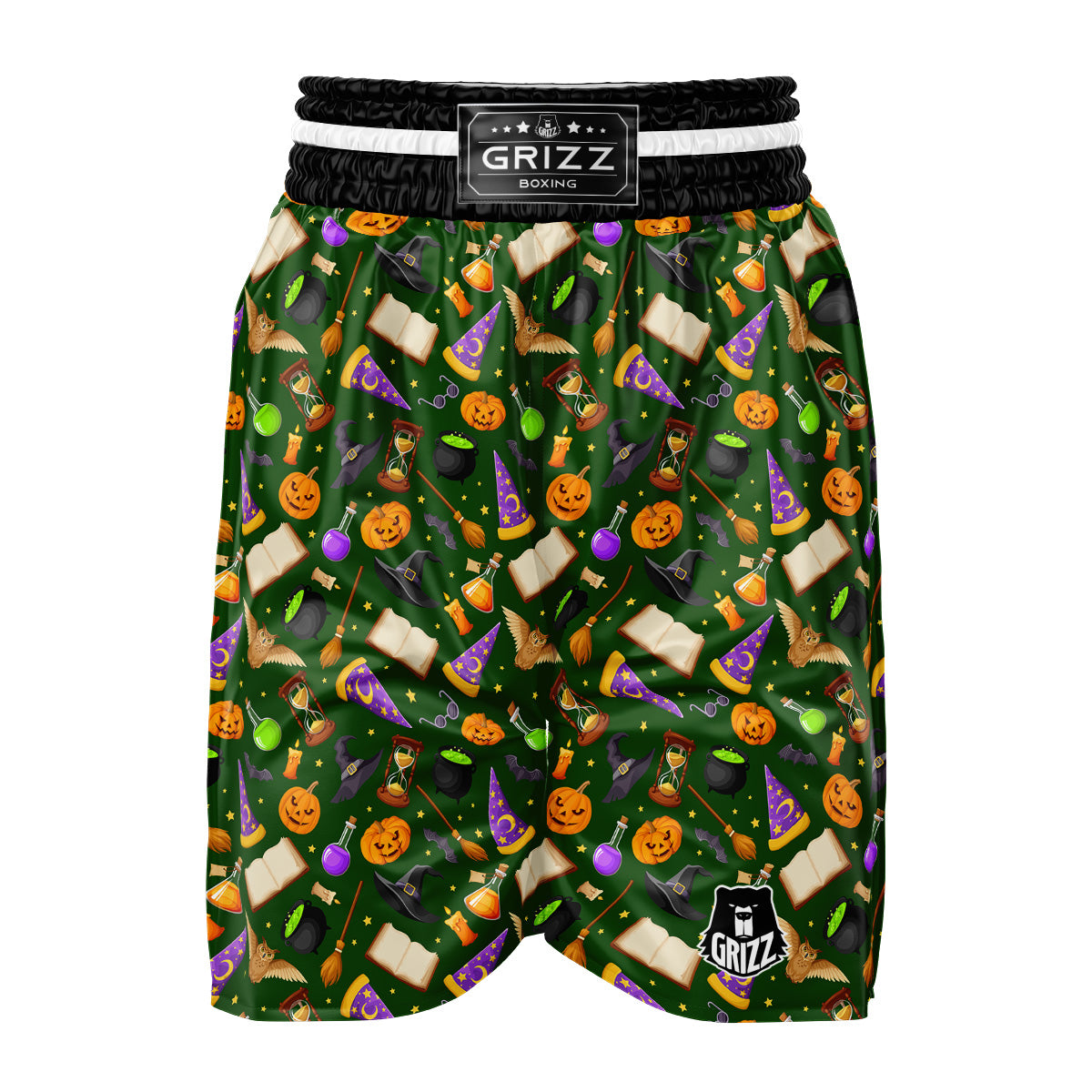 Magical Symbols And Green Print Pattern Boxing Shorts