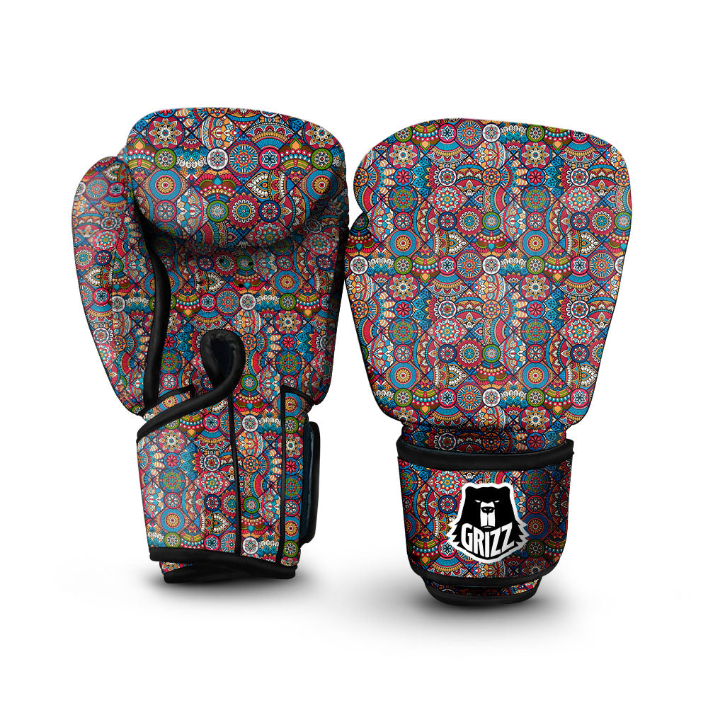 Mandala Bohemian Colorful Print Pattern Boxing Gloves