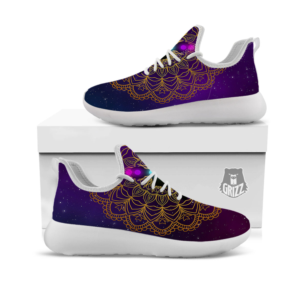 Mandala Seven Chakras Print White Athletic Shoes