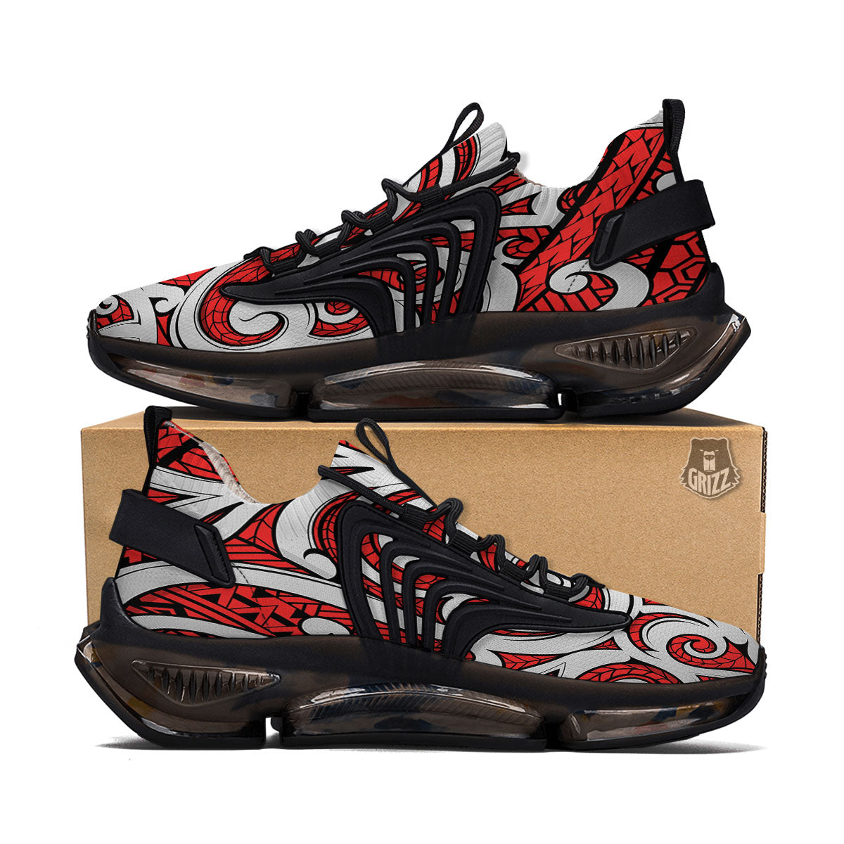 Maori Tribal Polynesian Kowhaiwhai Print Black Gym Shoes