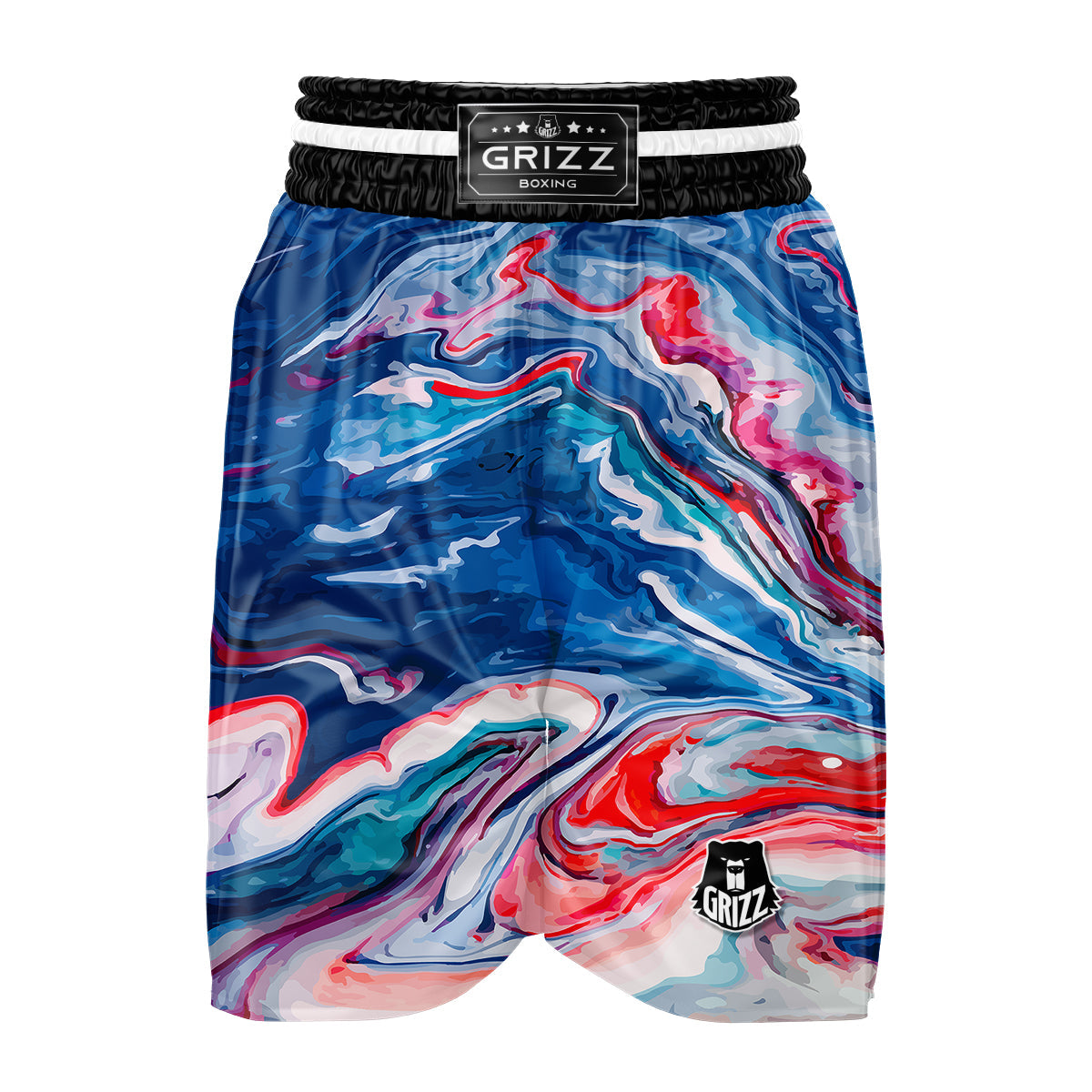 Marble Cartoon Texture Red Blue Print Boxing Shorts