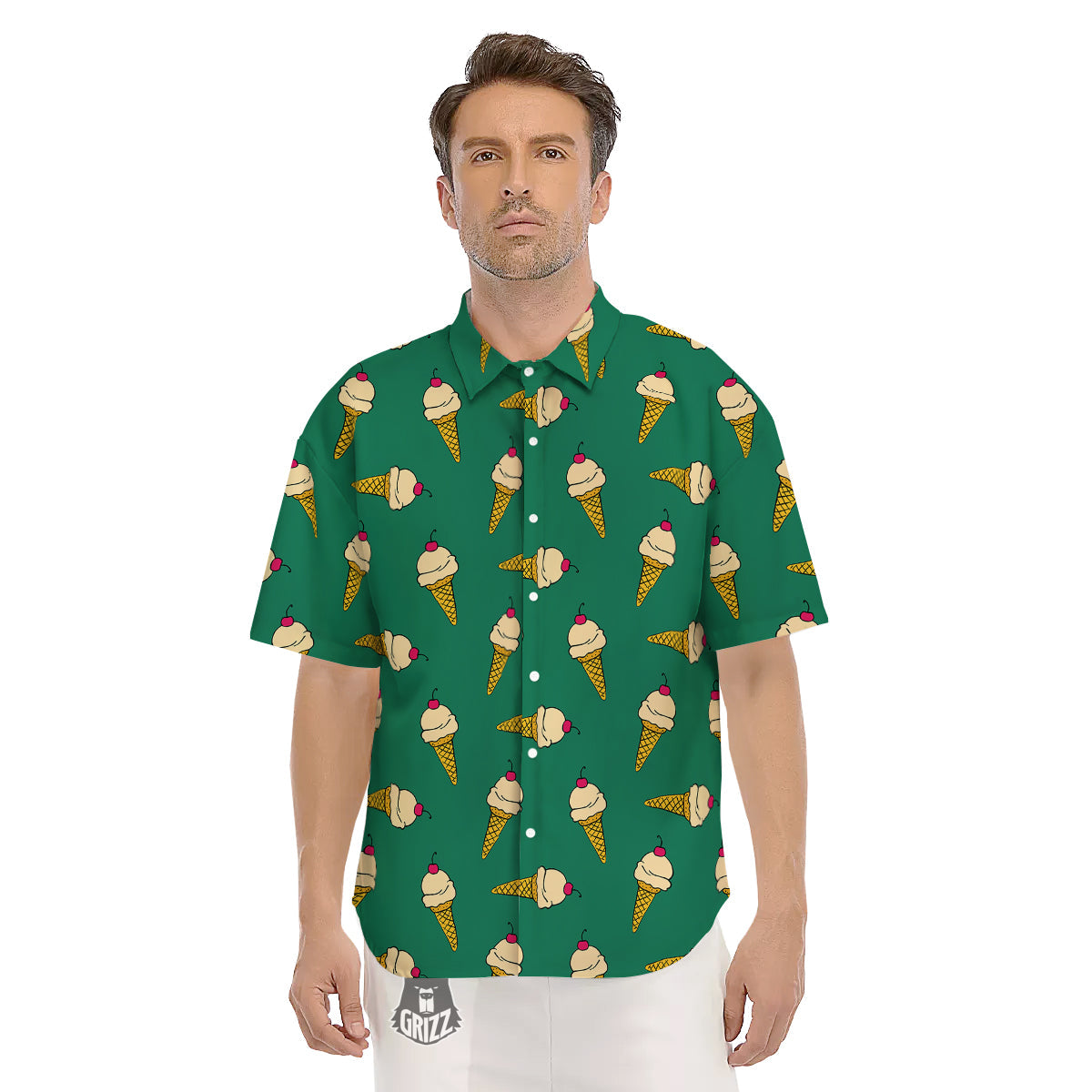 Melted Vanilla Ice Cream Print Pattern Men's Short Sleeve Shirts