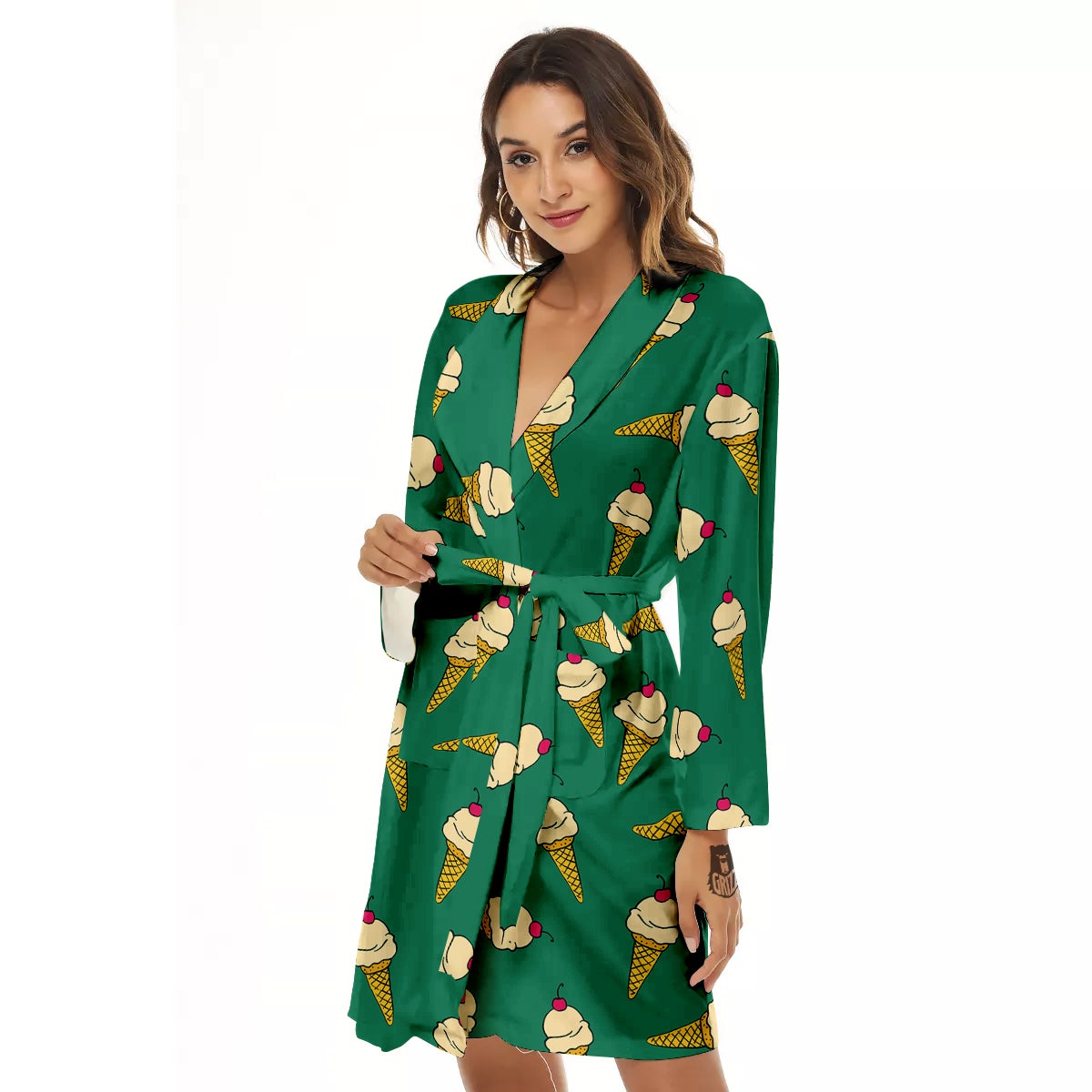 Melted Vanilla Ice Cream Print Pattern Women's Robe