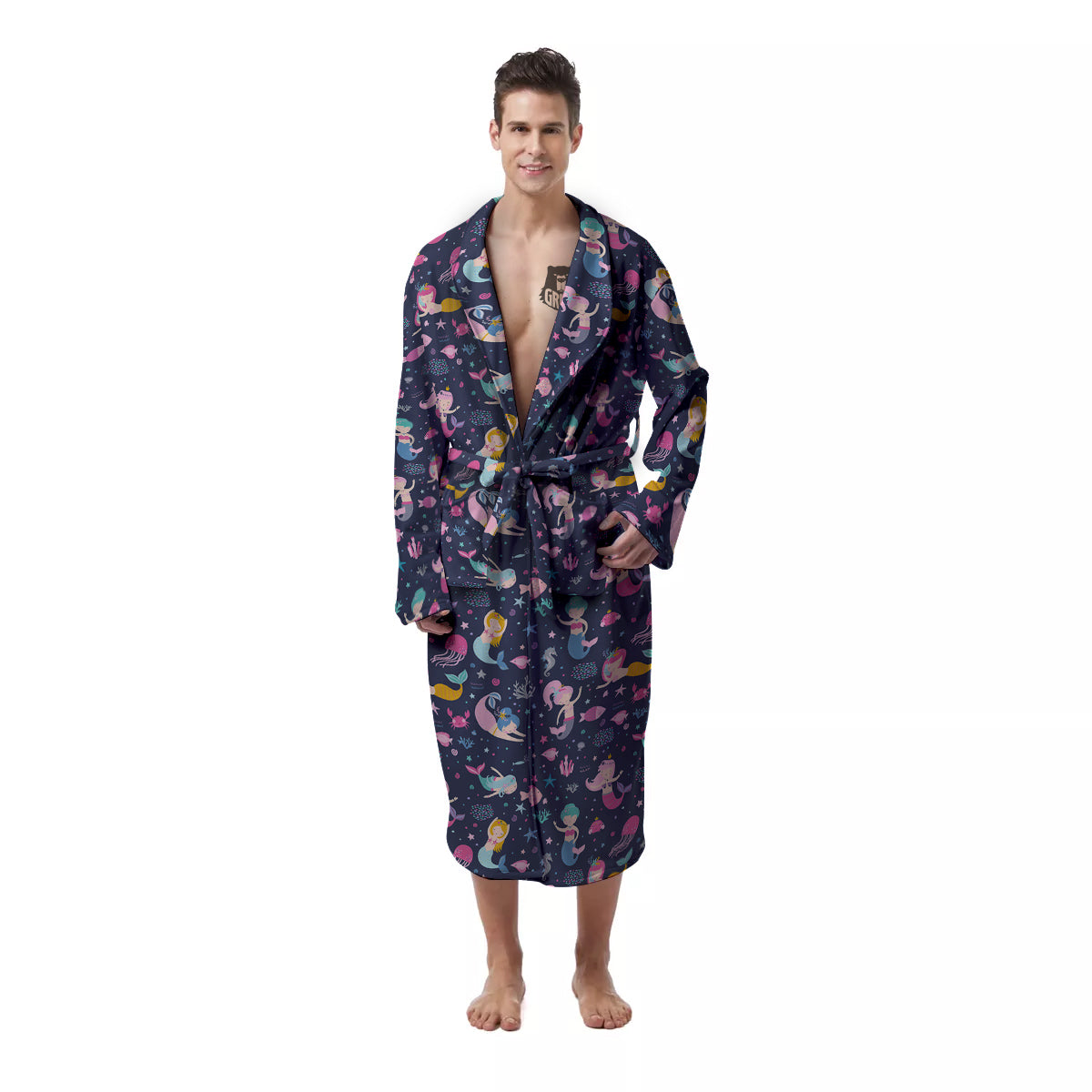 Mermaid Cute Print Pattern Men's Robe