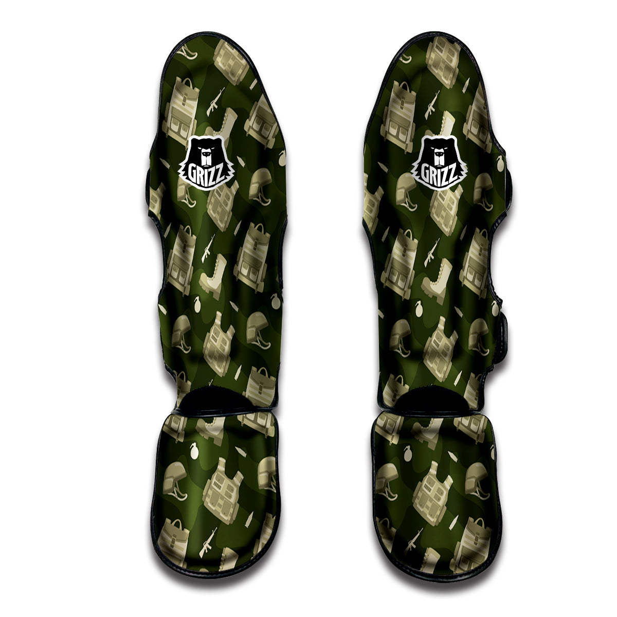 Military Helmet Backpack Print Pattern Muay Thai Shin Guards