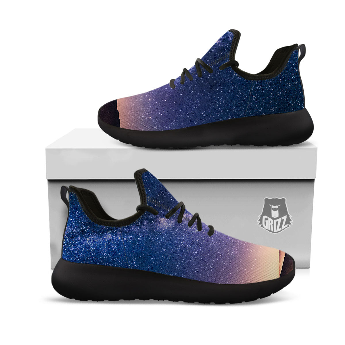 Milky Way Night Sky Print Black Athletic Shoes