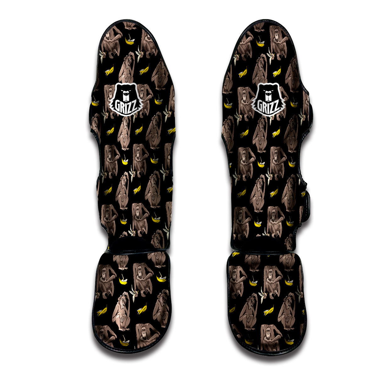 Monkey And Banana Print Pattern Muay Thai Shin Guards