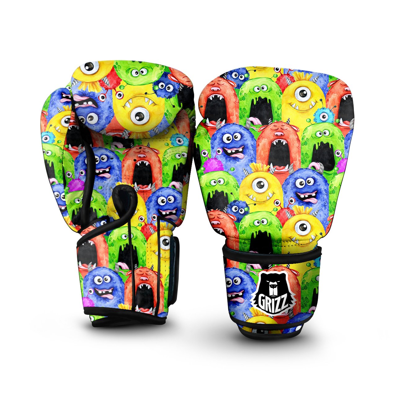 Monster Watercolor Print Pattern Boxing Gloves