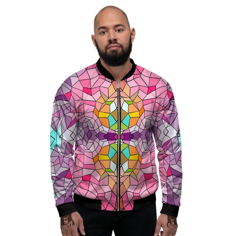 Mosaic Stained Glass Print Pattern Men's Bomber Jacket