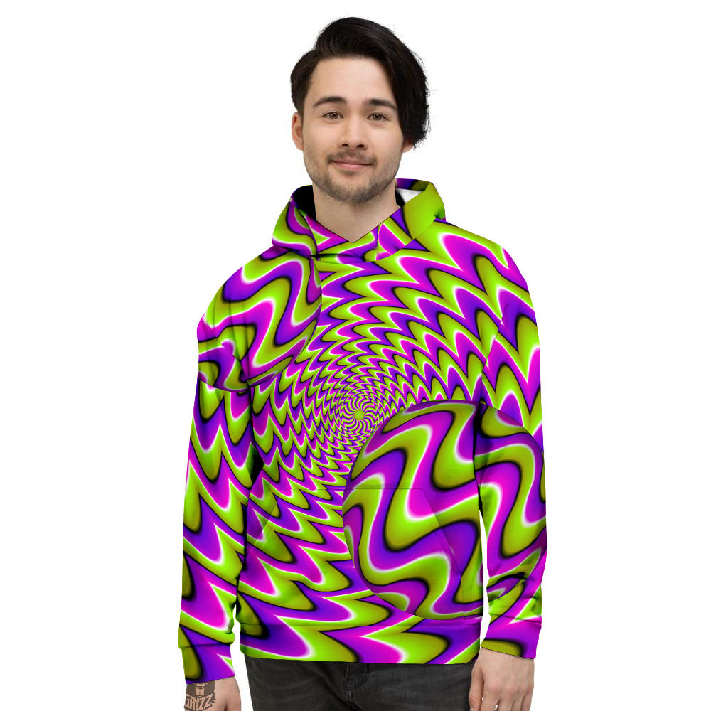 Moving Optical Illusion Green Twisted Men's Hoodie