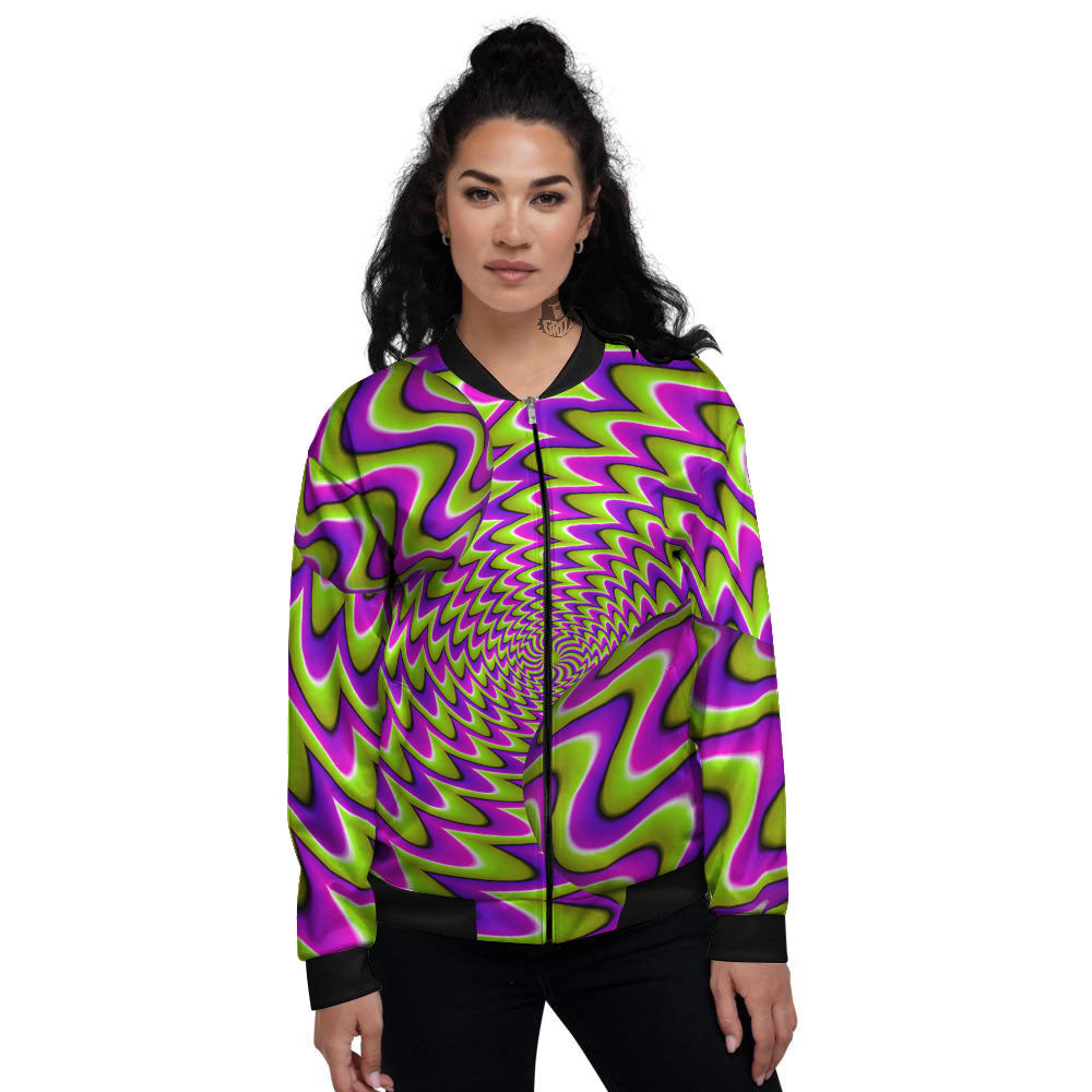Moving Optical Illusion Green Twisted Women's Bomber Jacket