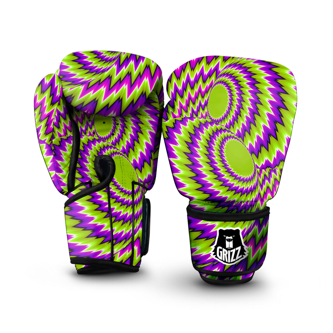 Moving Optical Illusion Green Vortex Boxing Gloves