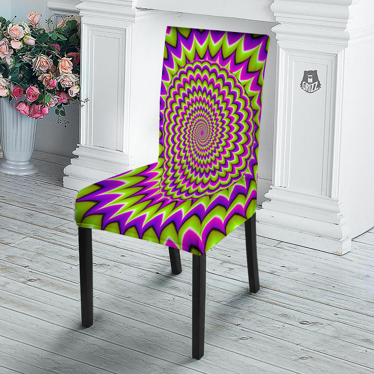 Moving Optical Illusion Spiky Spiral Dining Chair Slipcover