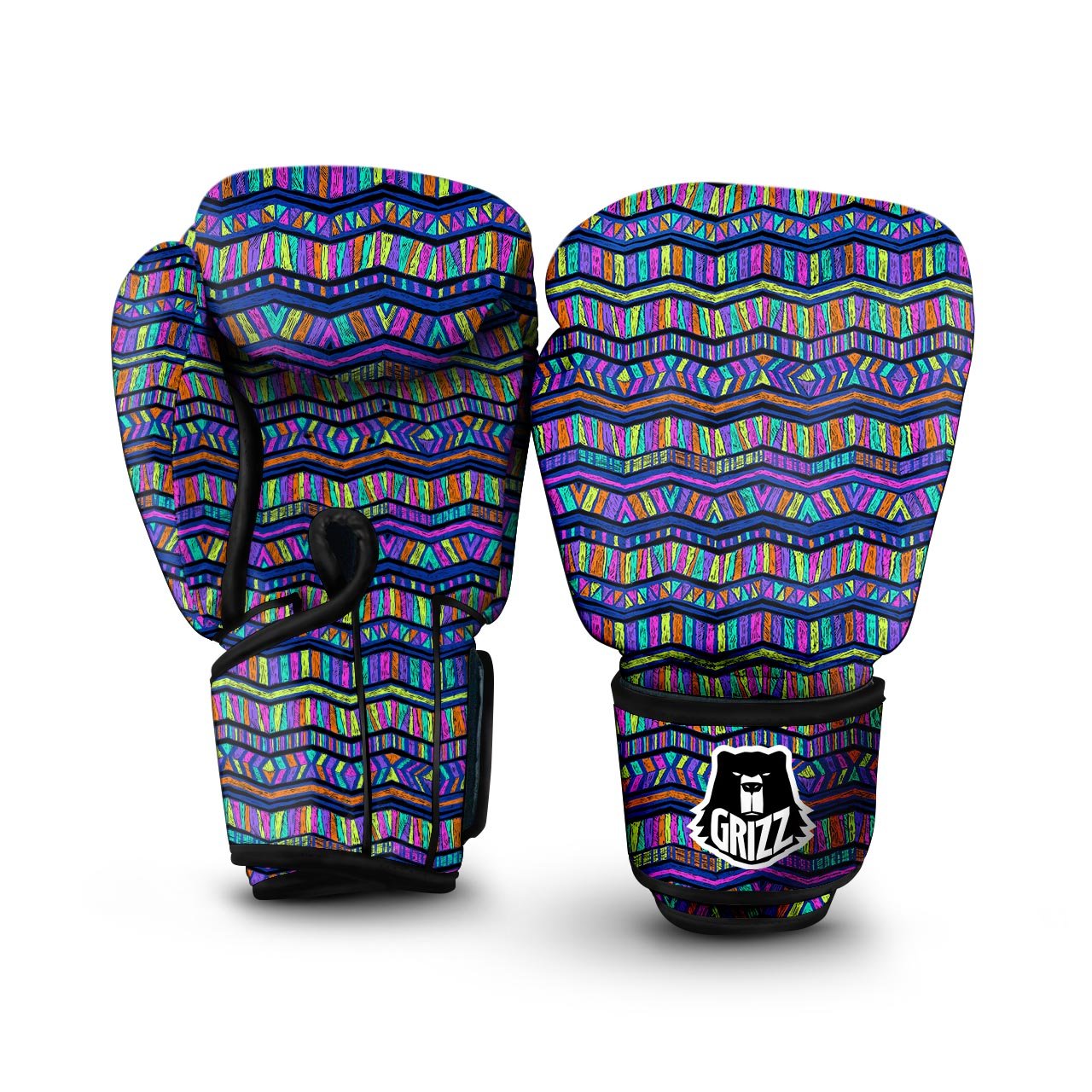 Multicolor Indian Aztec Doodle Elements Abstract Boxing Gloves