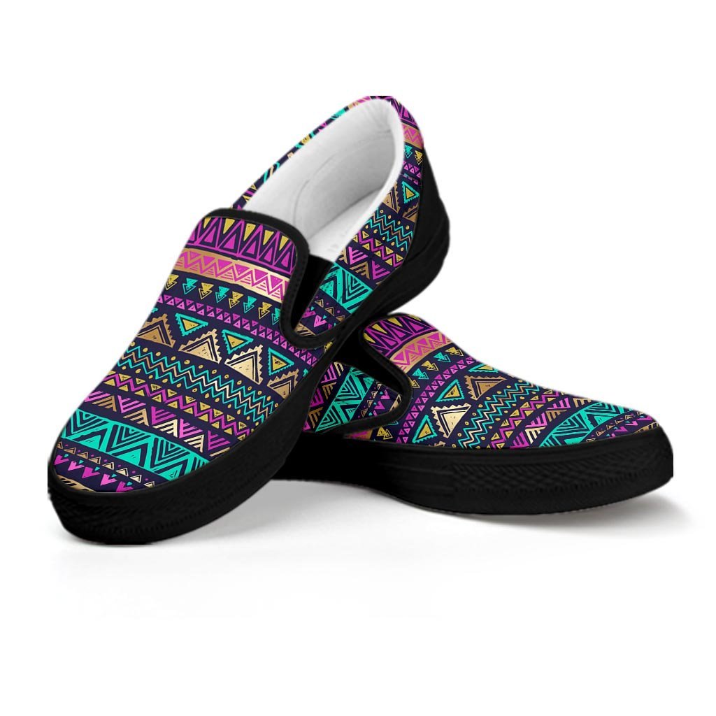 Multicolor Native Aztec Doodle Men's Slip On Sneakers