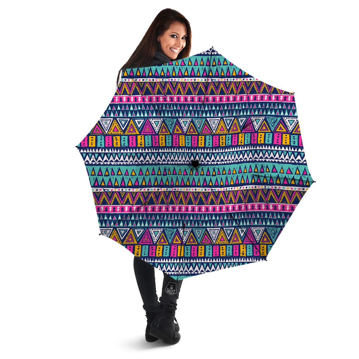 Multicolor Native Aztec Trippy Striped Umbrella