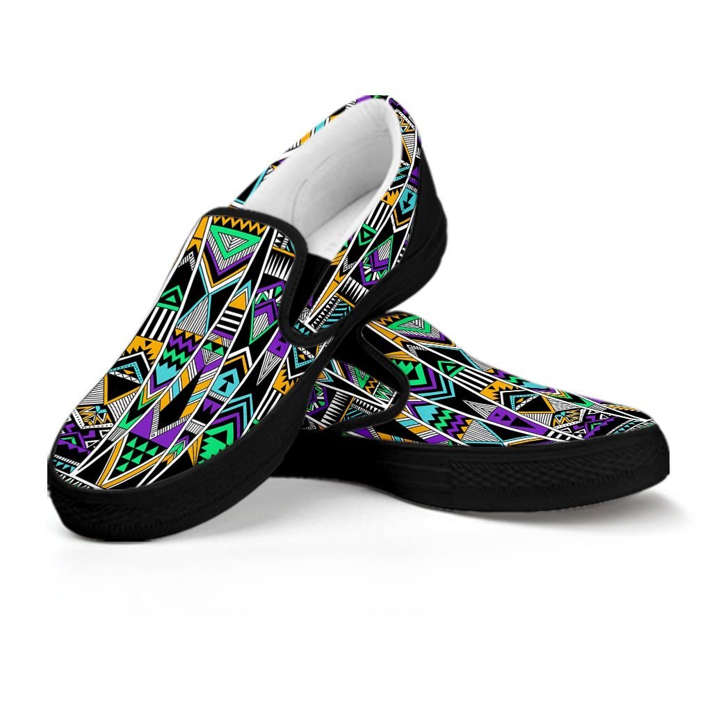 Multicolor Native Aztec Vintage Trippy Men's Slip On Sneakers