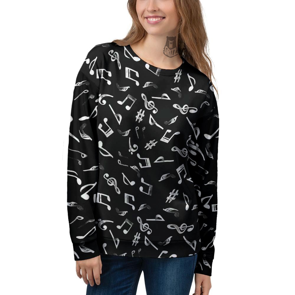 Music Notes Watercolor Print Pattern Women's Sweatshirt