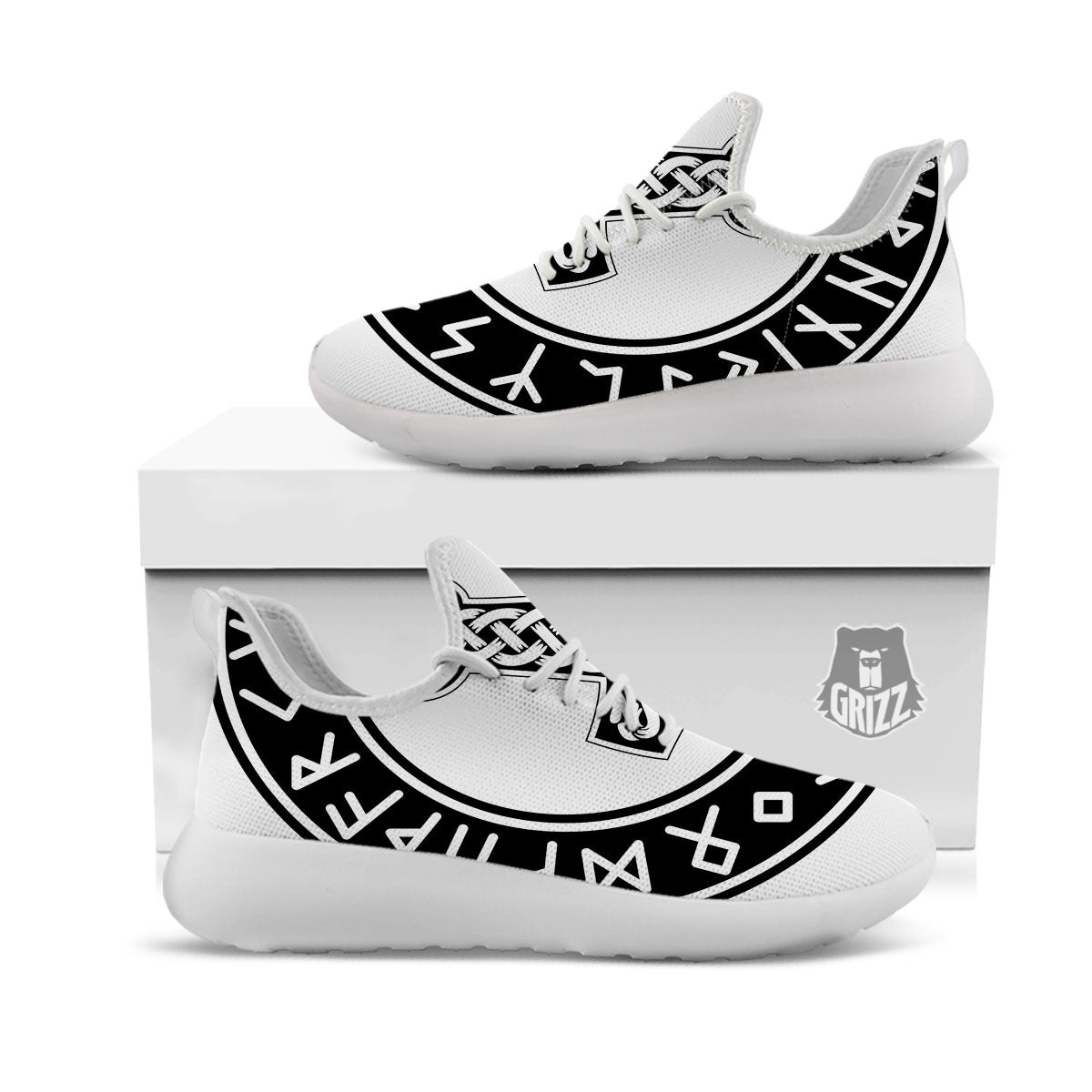 Mythology Mjolnir Norse Print White Athletic Shoes