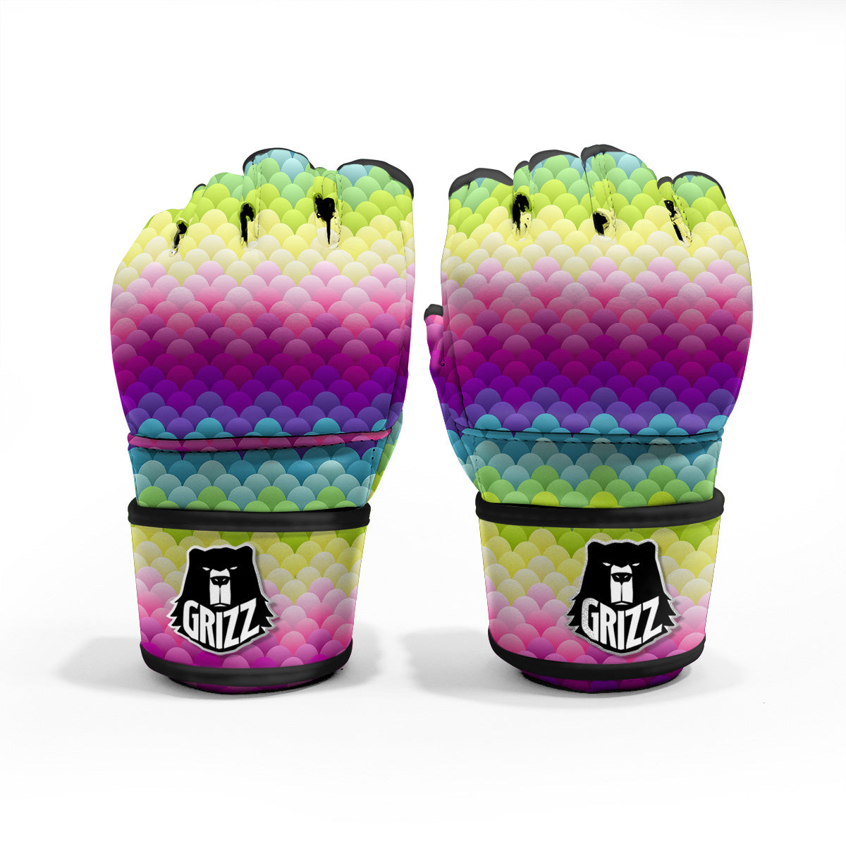 Neon Rainbow Light Blobs Print Pattern MMA Gloves