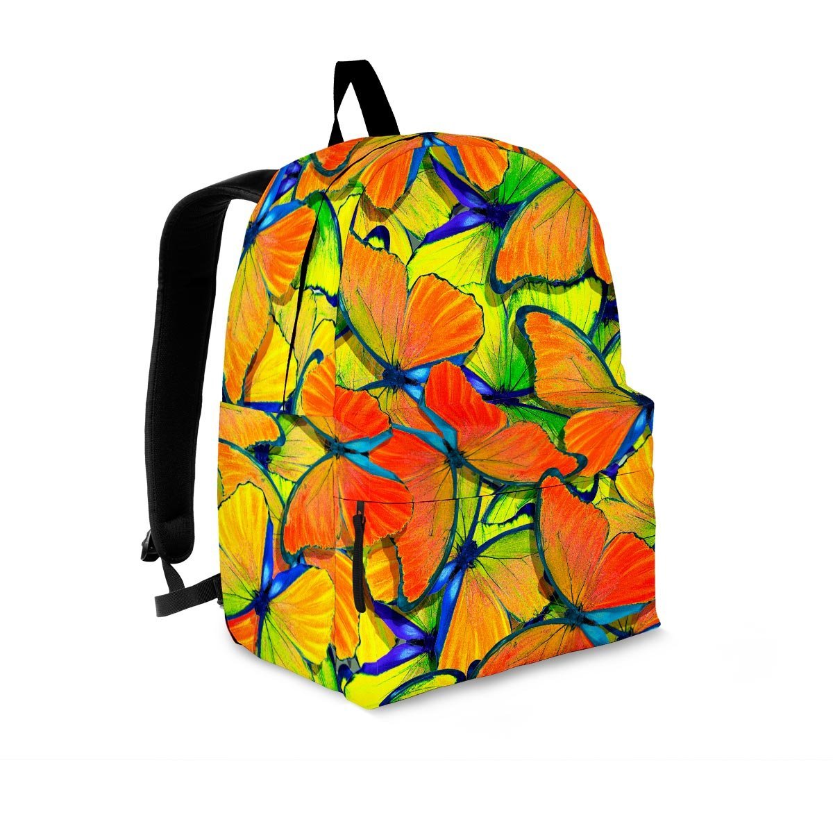 Orange And Blue Butterfly Print Backpack