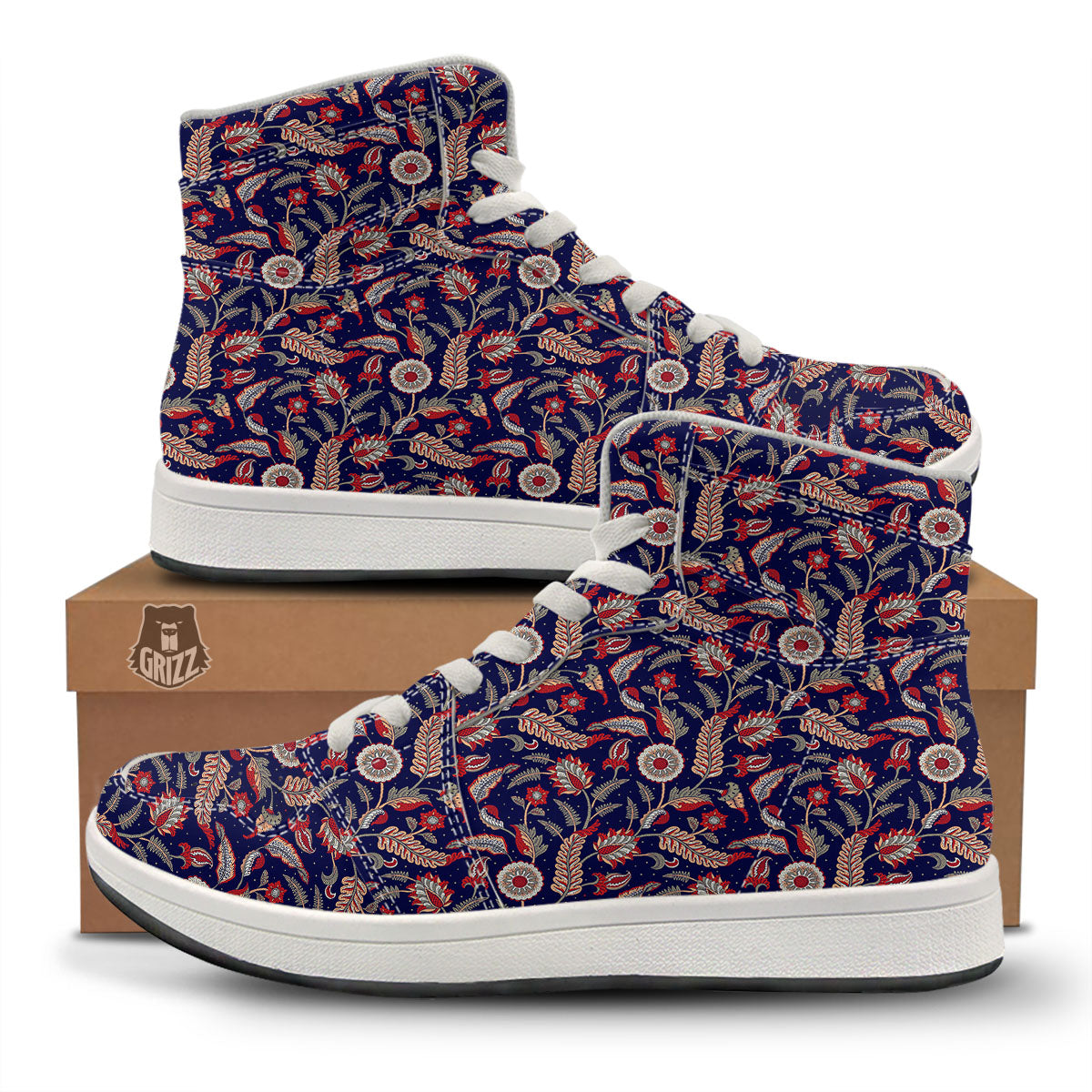 Paisley Indian Print Pattern High Top Sneakers