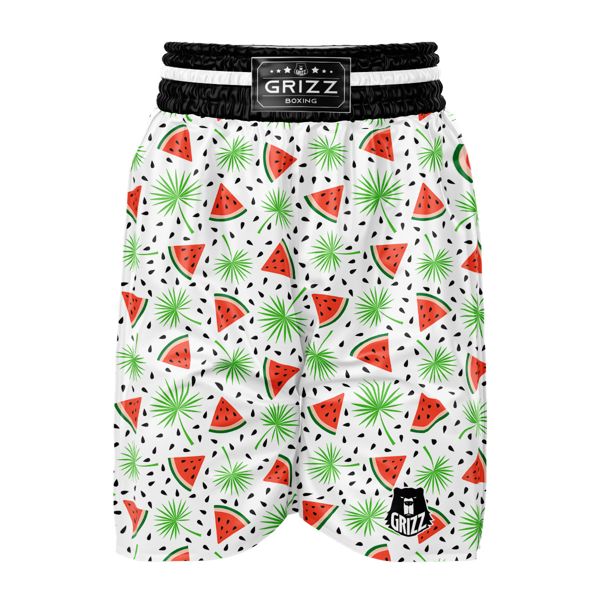 Palm Leaf Watermelon White Print Pattern Boxing Shorts