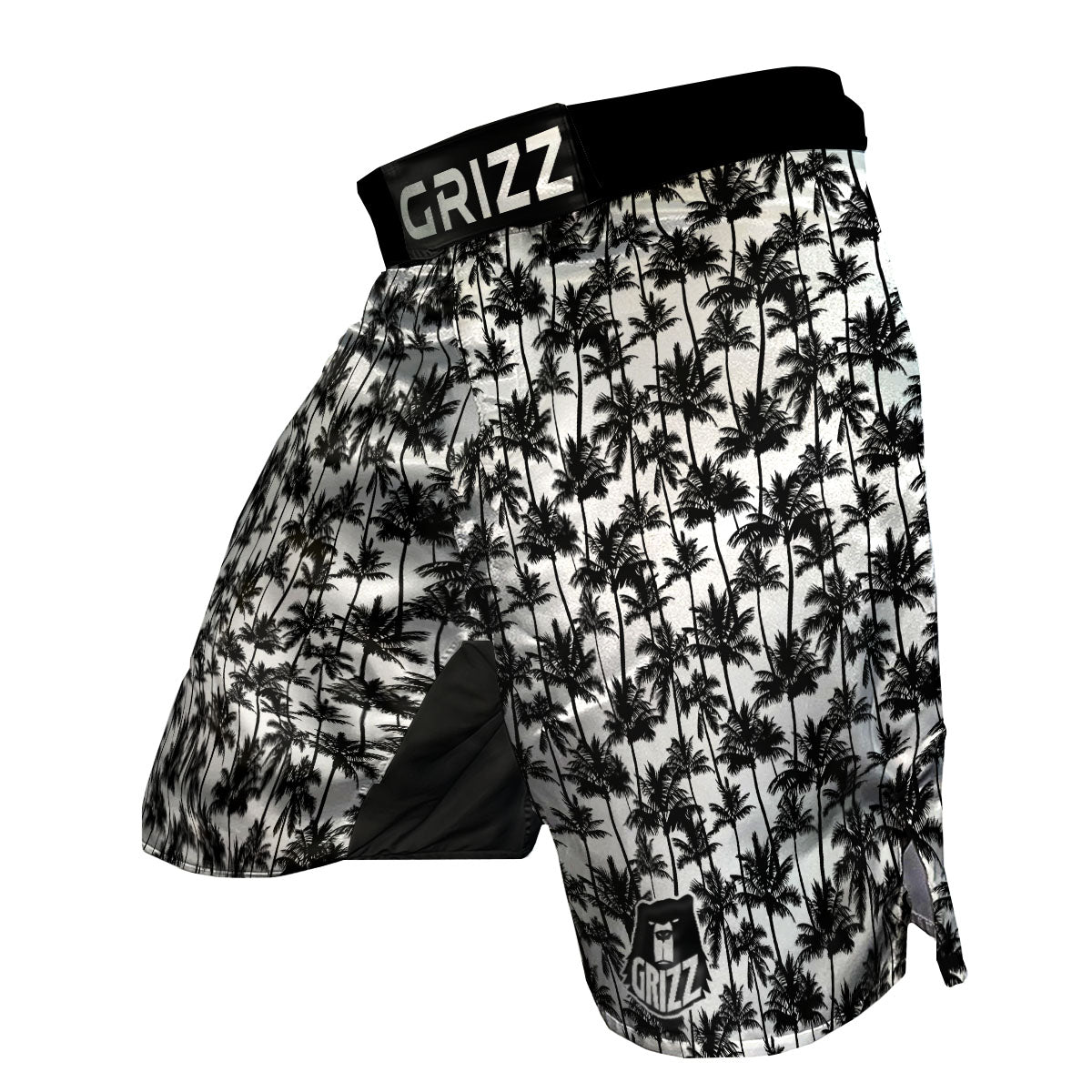 Palm Tree Black White Print Pattern MMA Shorts