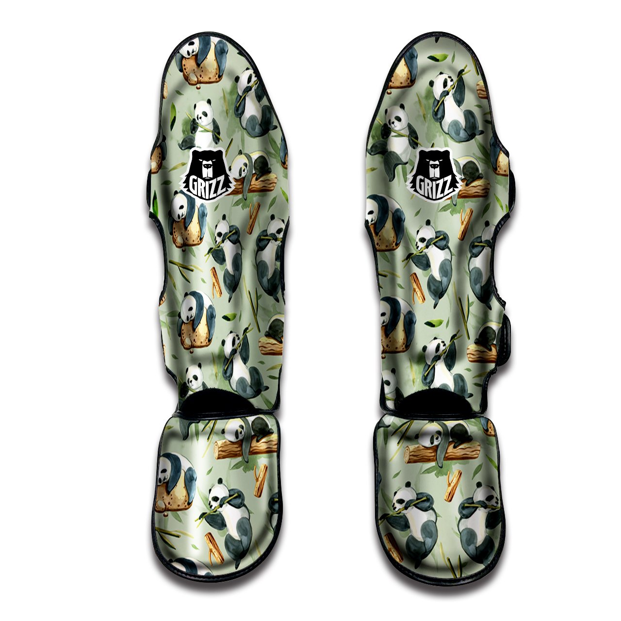Panda Bear Watercolor Print Pattern Muay Thai Shin Guards