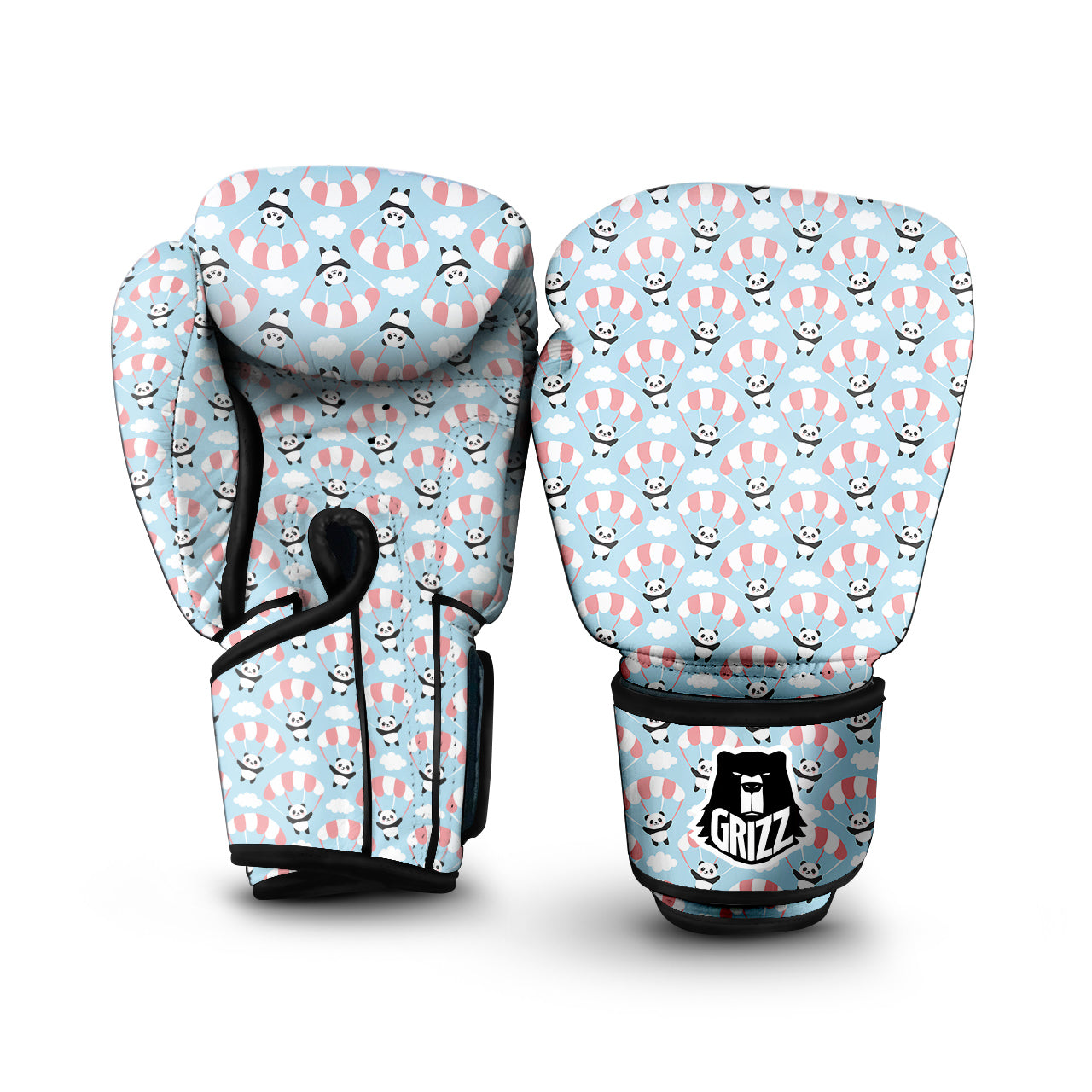 Parachute And Cute Panda Print Pattern Boxing Gloves