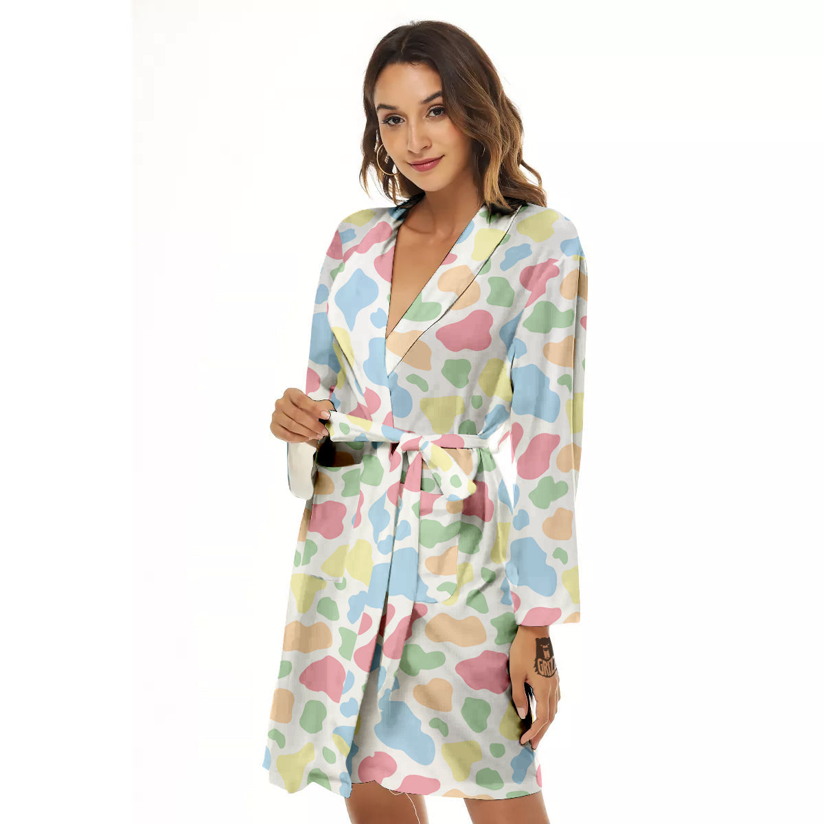Pastel Cow Print Pattern Women's Robe