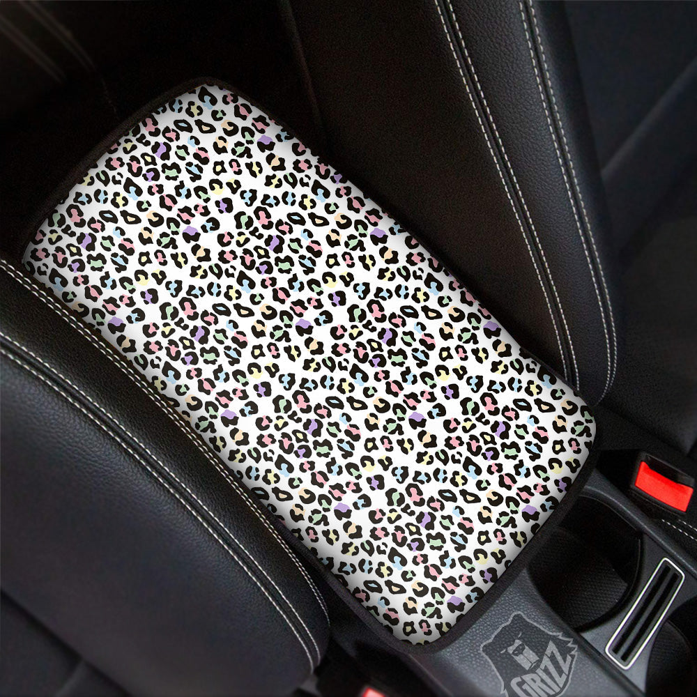 Pastel Leopard Print Pattern Car Center Console Cover