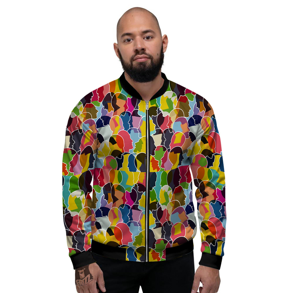 People Talking Colorful Print Pattern Men's Bomber Jacket