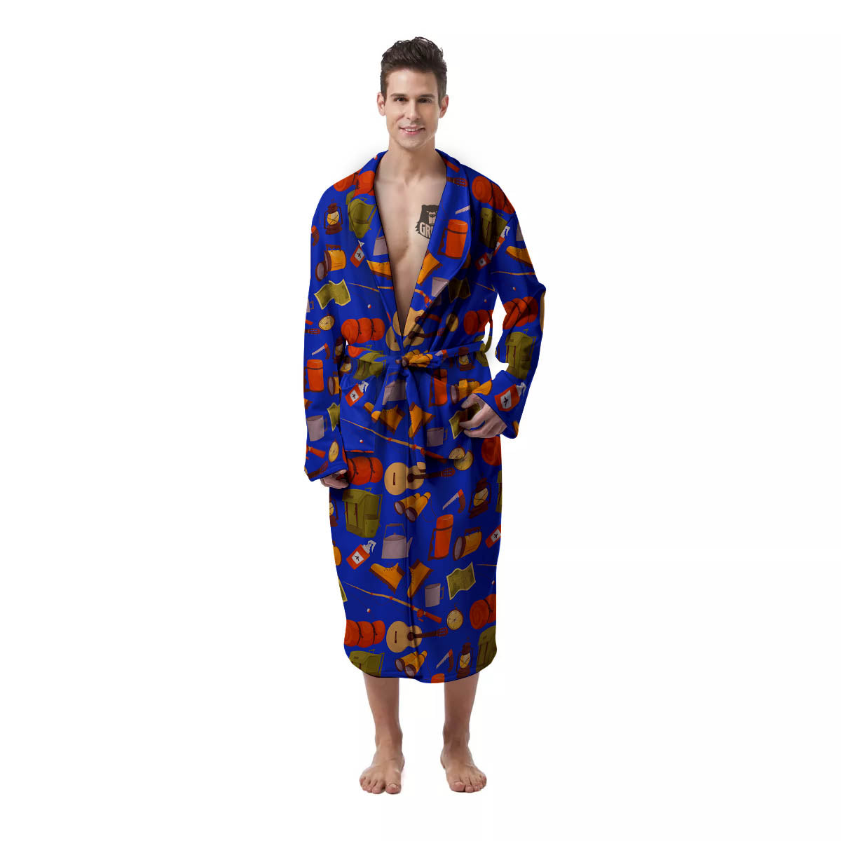 Picnic Camping Print Pattern Men's Robe