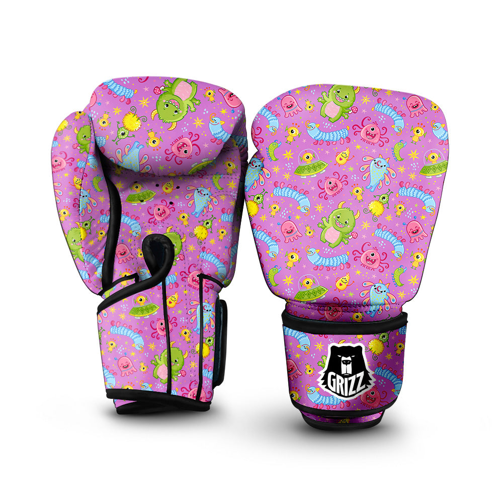 Pink Alien And Cute Monsters Print Pattern Boxing Gloves