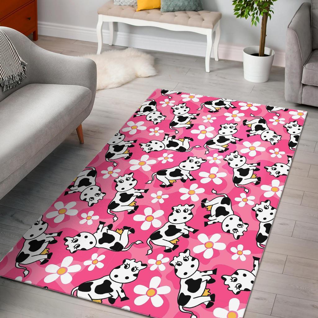 Pink Cartoon Cow Pattern Print Floor Mat – Grizzshopping