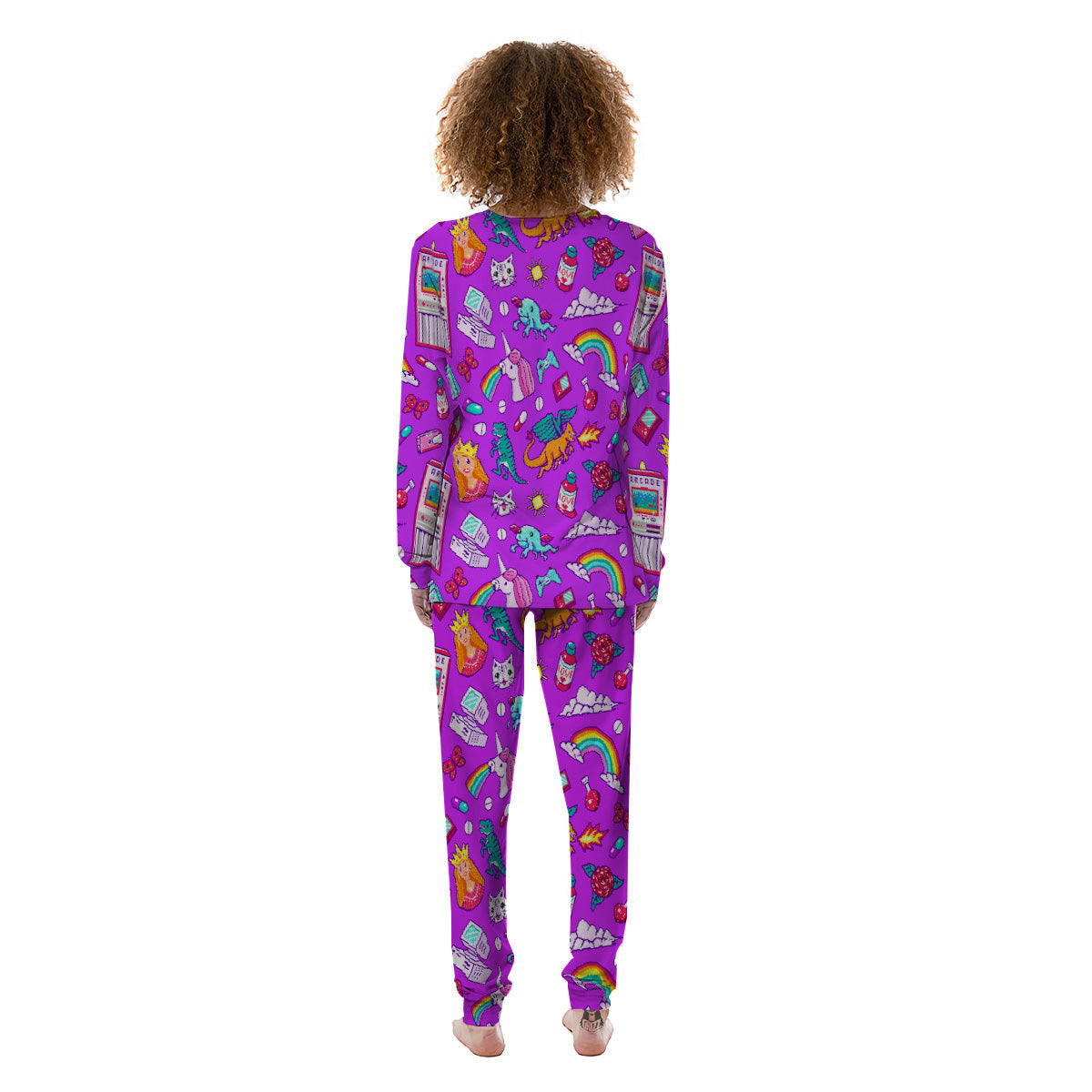 Pixel Art 8 Bit Pink Print Pattern Women's Pajamas – Grizzshopping